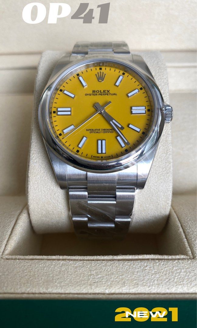 ROLEX OYSTER PERPETUAL 41 OP YELLOW DIAL 124300 BNIB 2021, Barang Mewah ...