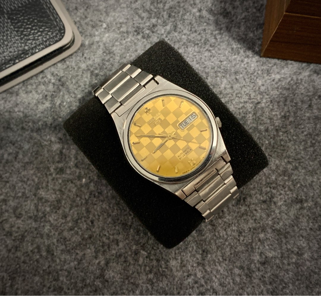Seiko 5 “ RARE “ Vintage Yellow Checkered Dial, Men's Fashion, Watches ...