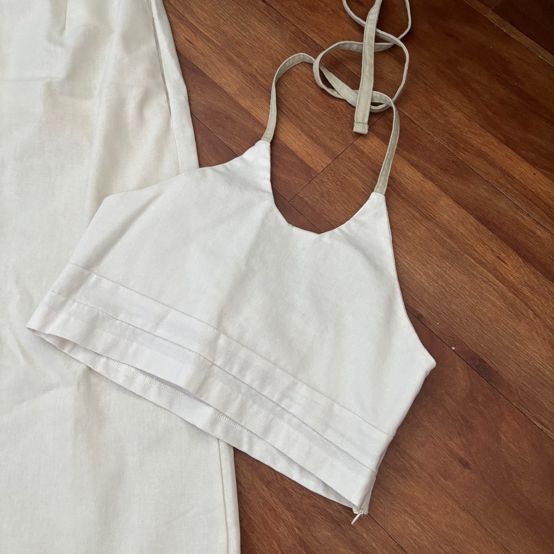 Sinag Collective Sabrina Set Linen Halter Top and Midi Skirt, Women's ...