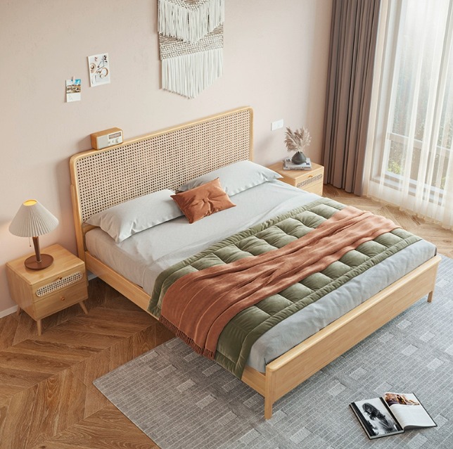 Solid Wood Bed Frame with Solihiya, Furniture & Home Living, Furniture ...