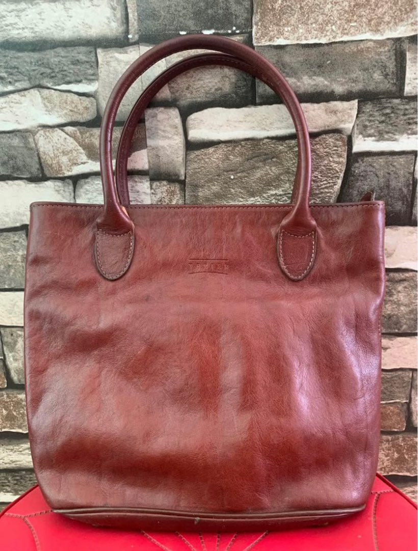 Vintage Texier Brown Leather Shoulder Bag, Women's Fashion, Bags ...