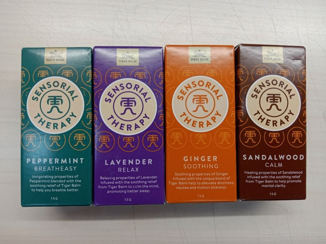 虎標 SENSORIAL THERAPY tiger balm 精油乳液 薄荷 薰衣草 生薑 檀香, 健康及營養食用品, 按摩紓緩用品 ...
