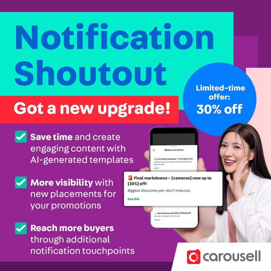 Upgraded Notification Shoutout - use AI enhancements to set up your campaigns on Carousell
