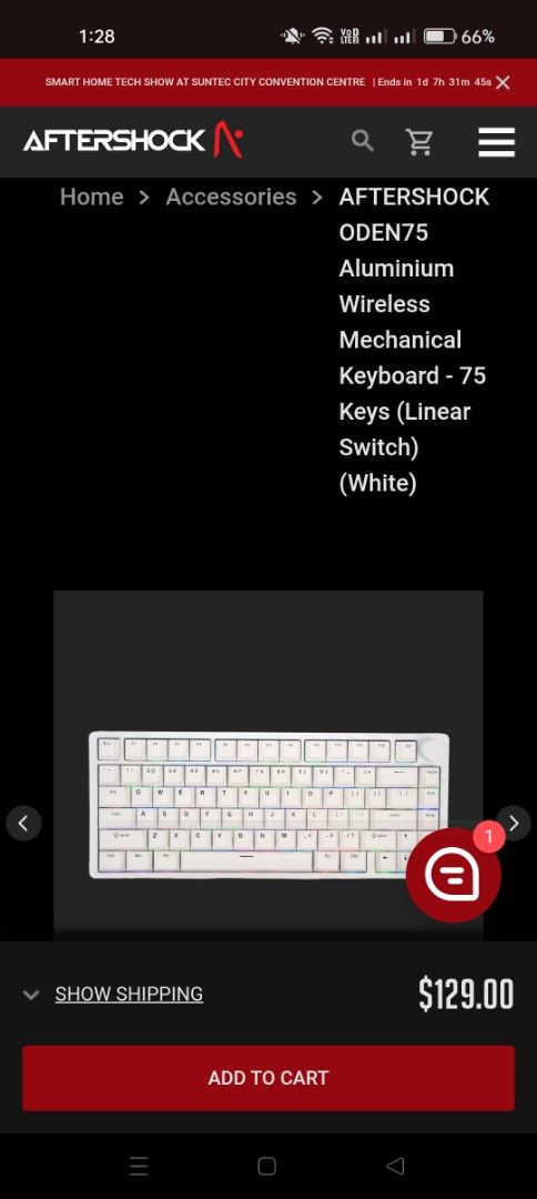 Aftershock ODEN75 Aluminum Wireless Bluetooth Mechanical RGB lighting ...