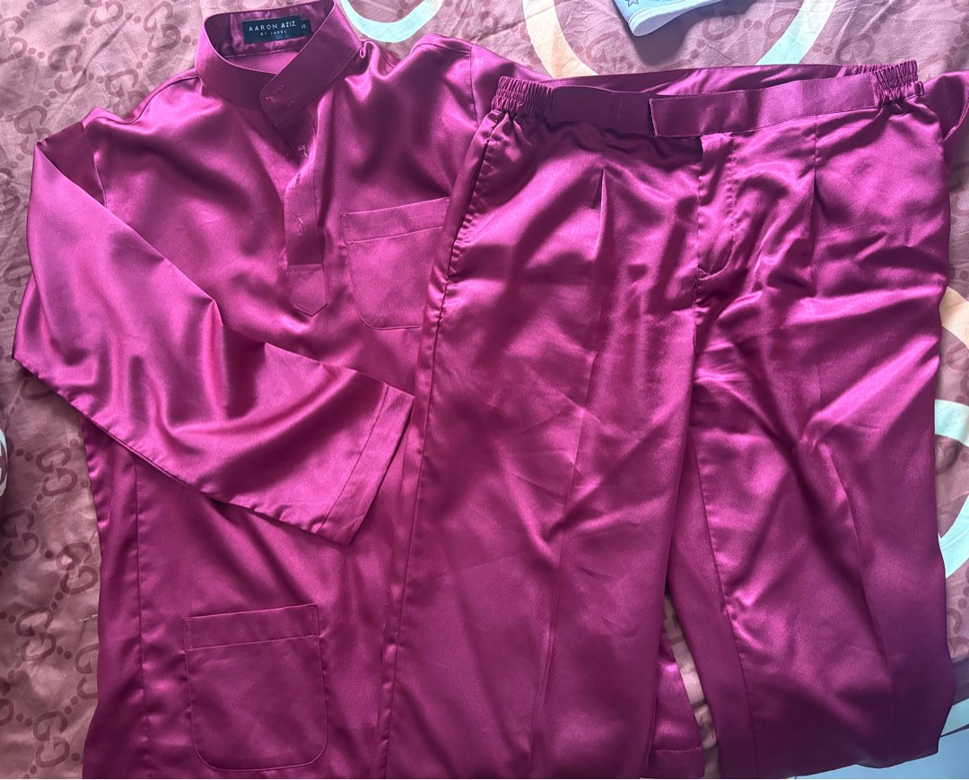 Baju Kurung Jakel by AARON AZIZ (Maroon), Men's Fashion, Muslim Wear ...