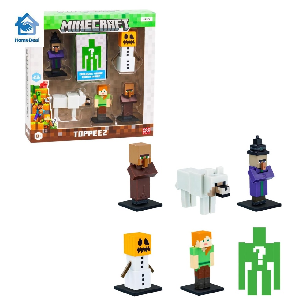 Bandai Minecraft - Pack of 6 Collectable Figures - Box of 6 Small ...