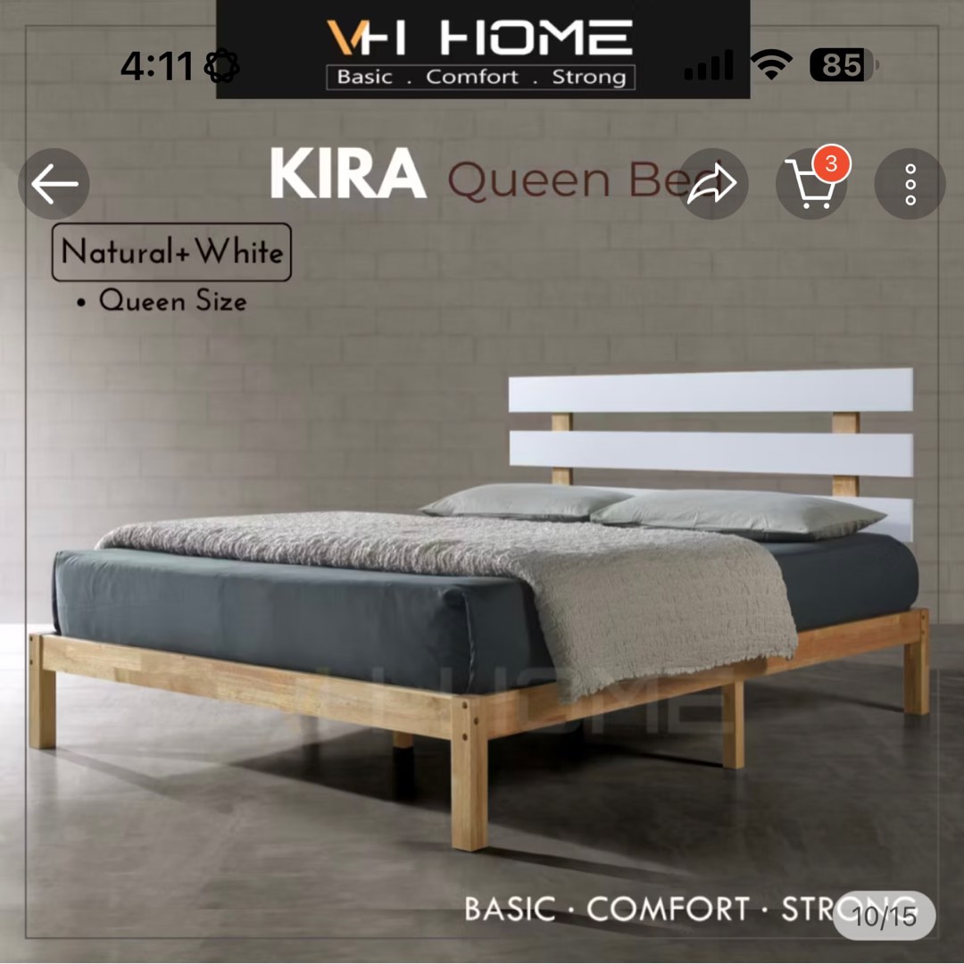 Bed frame - Queen (Muji Style), Furniture & Home Living, Furniture, Bed ...