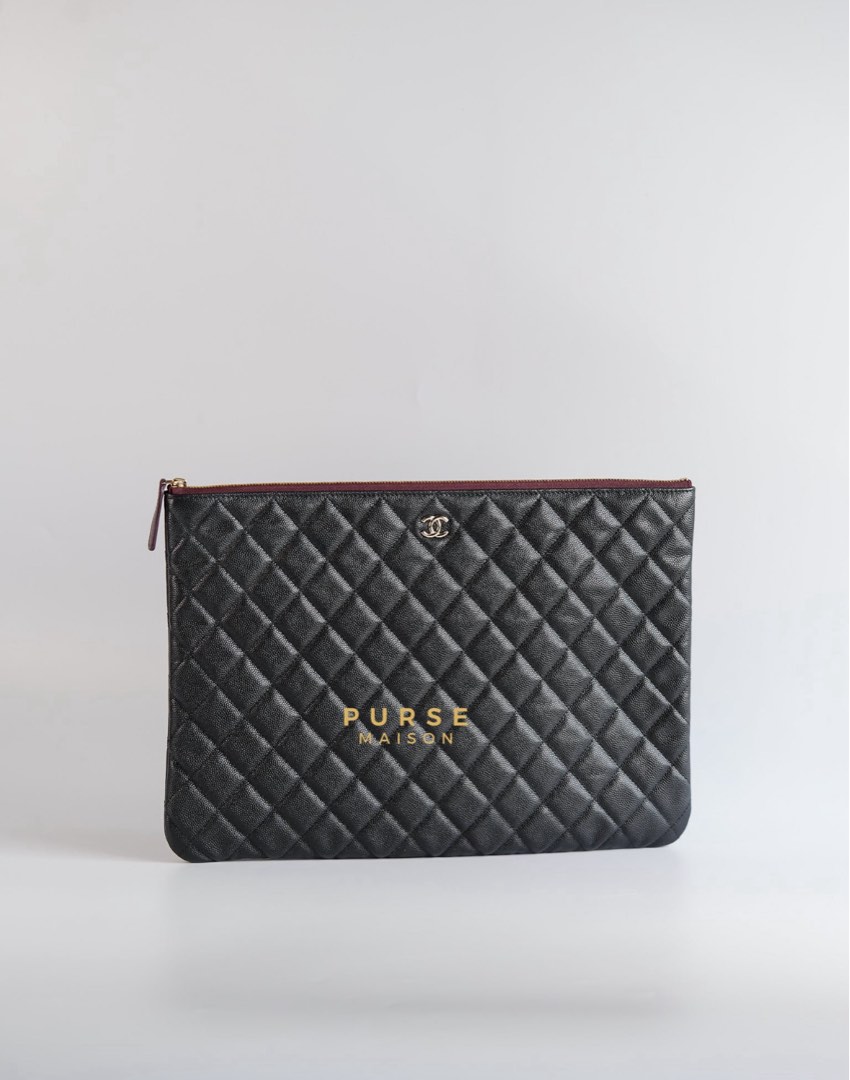 Chanel O Case XL in Black Caviar Leather and Gold Hardware (Microchip ...