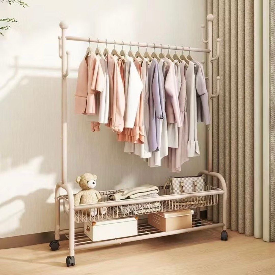 Clothes Rack With Wheels | Double Layer Hanging Rack | Open Clothes ...
