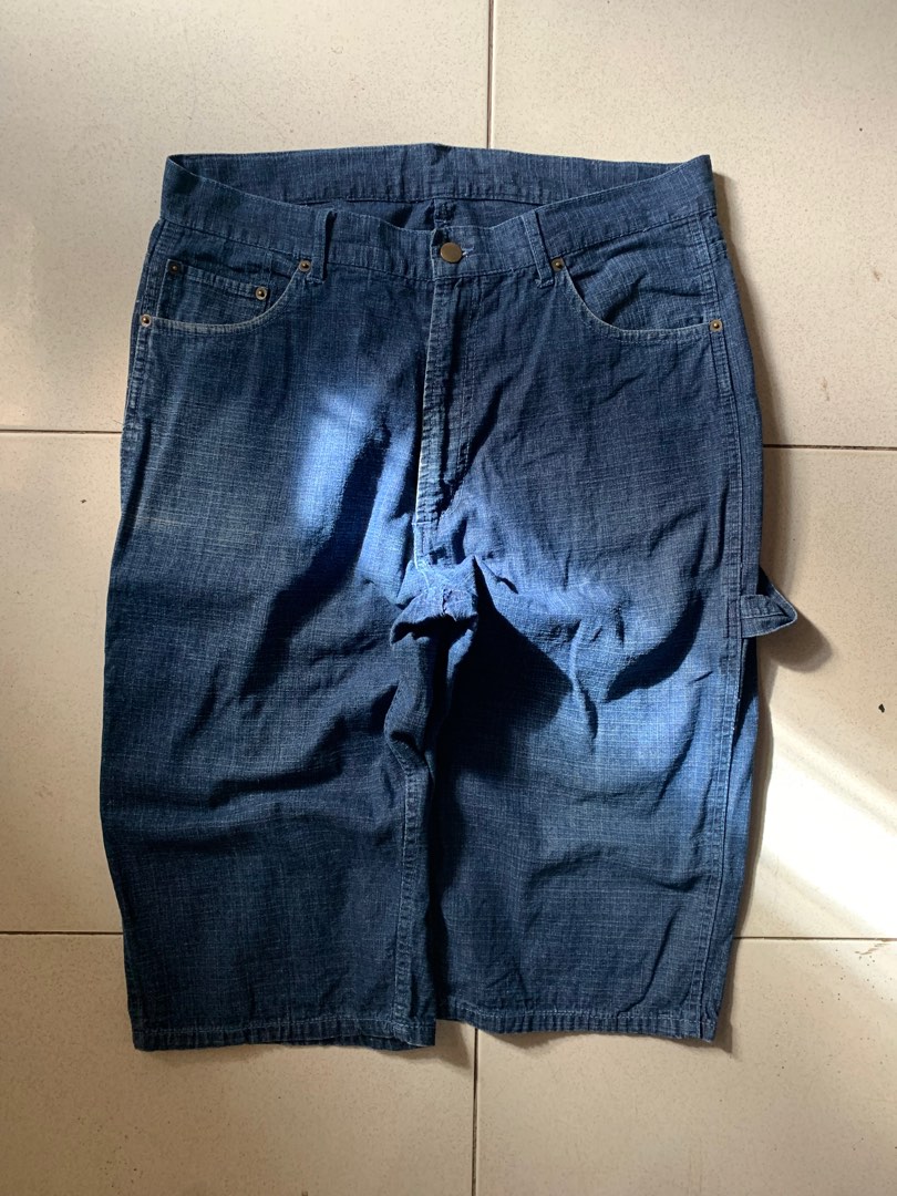 Dark Blue Carpenter Denim Long Jorts, Men's Fashion, Bottoms, Shorts on ...