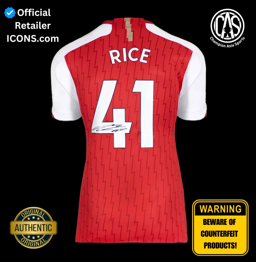 Declan Rice Back Signed Arsenal 2023-24 Home Shirt with Fan Style ...
