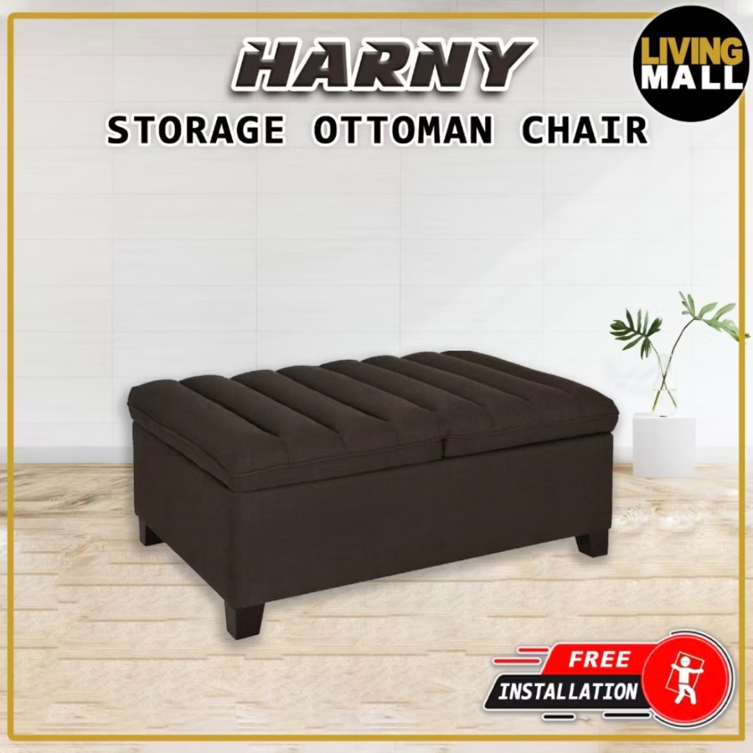 [FREE INSTALLATION] Harny Ottoman Storage Chair | Foldable Padded ...