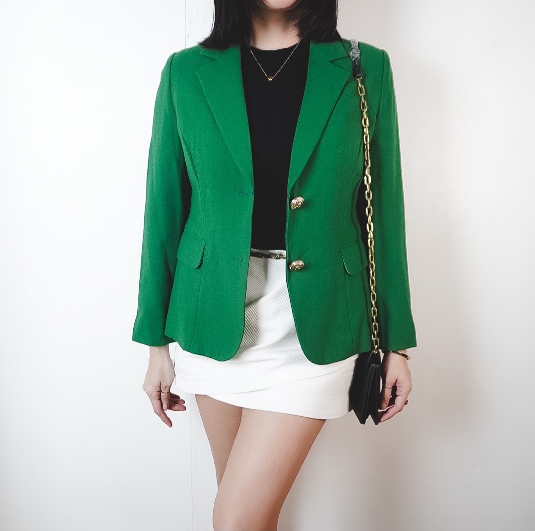 Green Formal Blazer, Women's Fashion, Coats, Jackets and Outerwear on ...