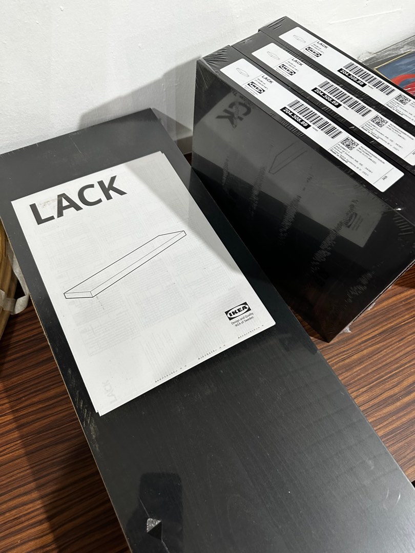 Ikea Lack Shelves Both Sizes Black Brown, Furniture & Home Living ...