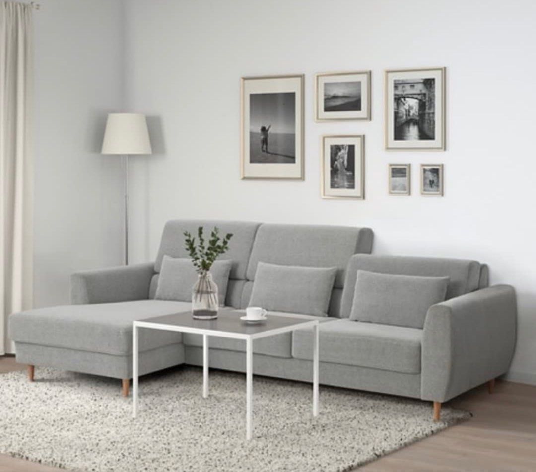 IKEA SLATORP 3-seat sofa, with chaise longue/Tallmyra white/black ...