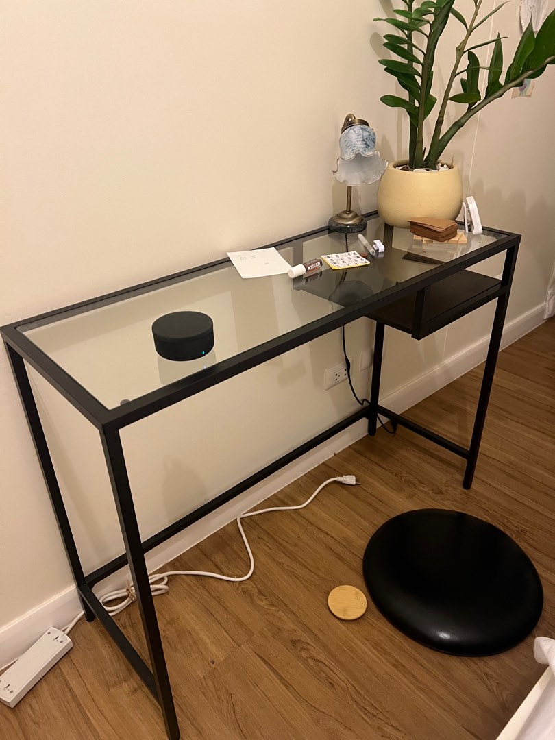 Ikea Vittso Glass Work Table Laptop Table Minimalist, Furniture & Home ...
