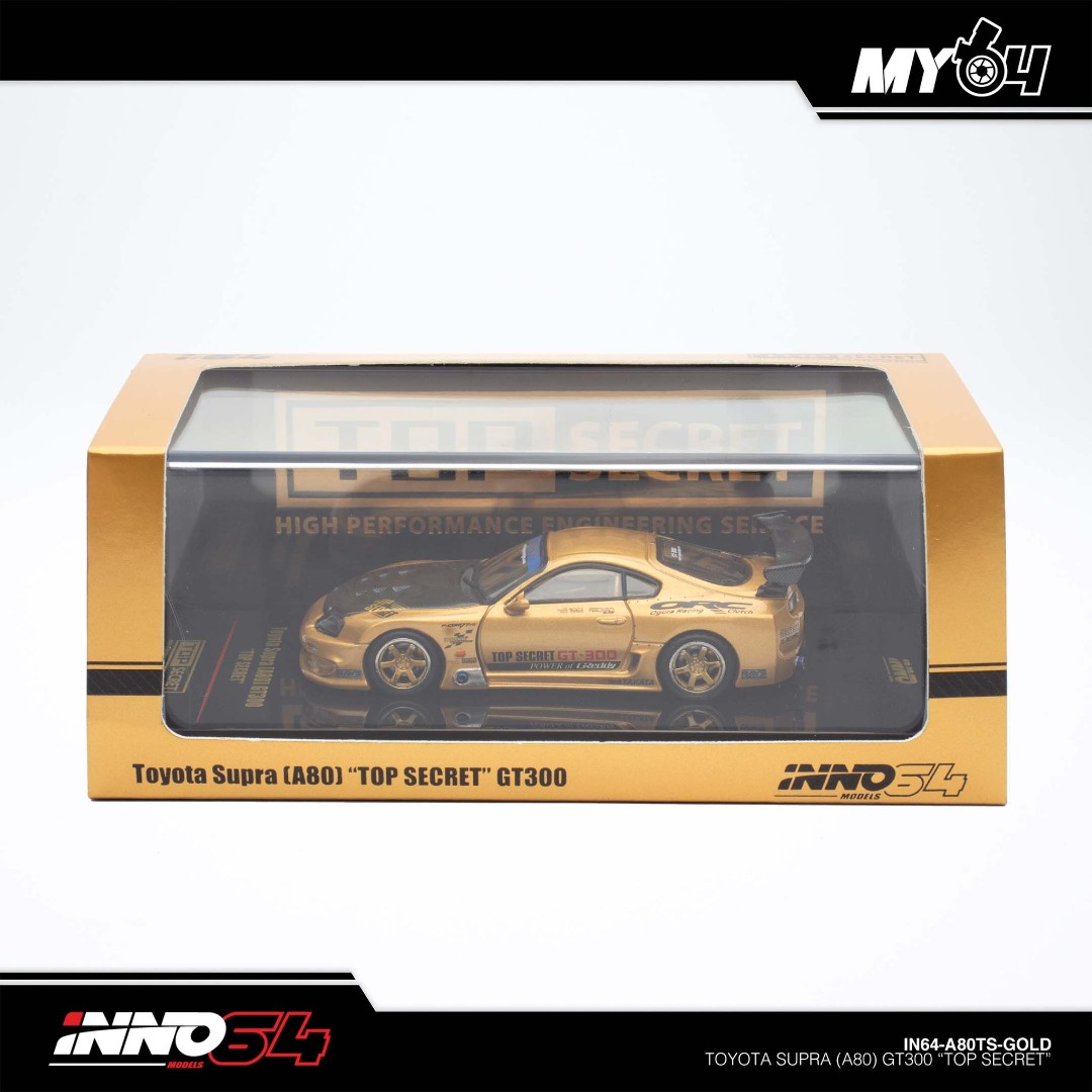 INNO64 1/64 TOYOTA SUPRA (A80) TOP SECRET GT300 SILVER WITH CARBON HOOD ...