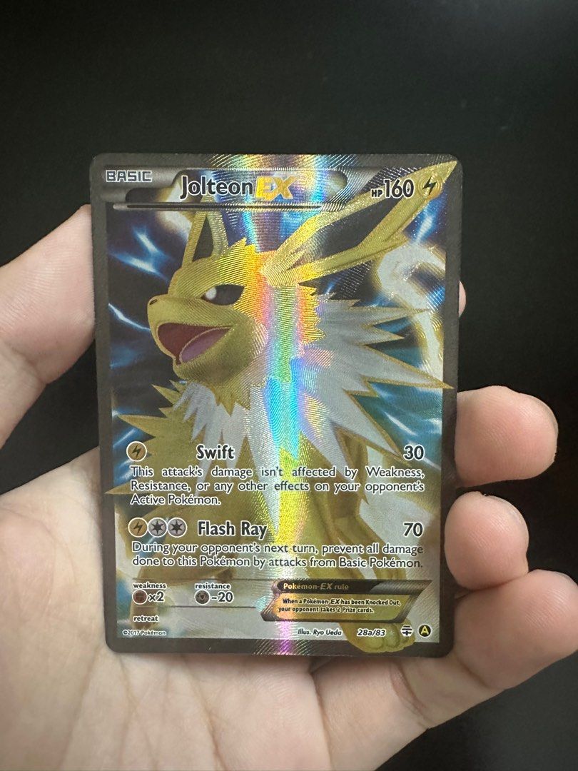 Jolteon ex full art 28a/83 pokemon tcg trading card game, Hobbies & Toys, Toys & Games on Carousell