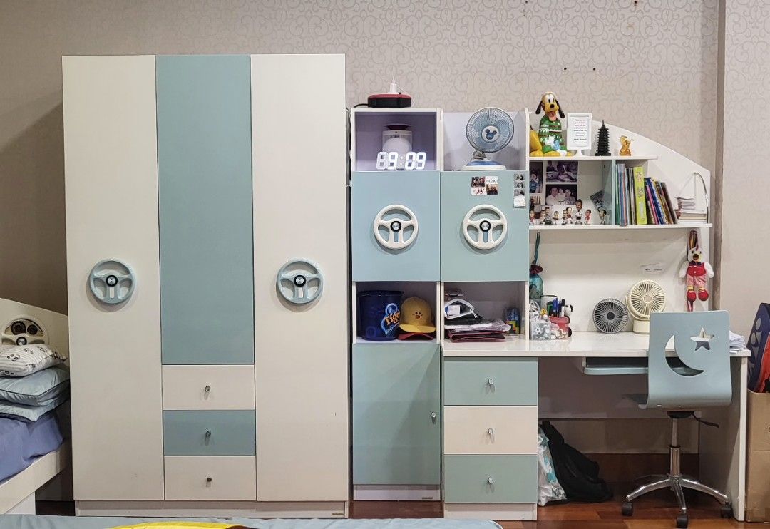 Kid wardrobe + study table set, Furniture & Home Living, Furniture ...