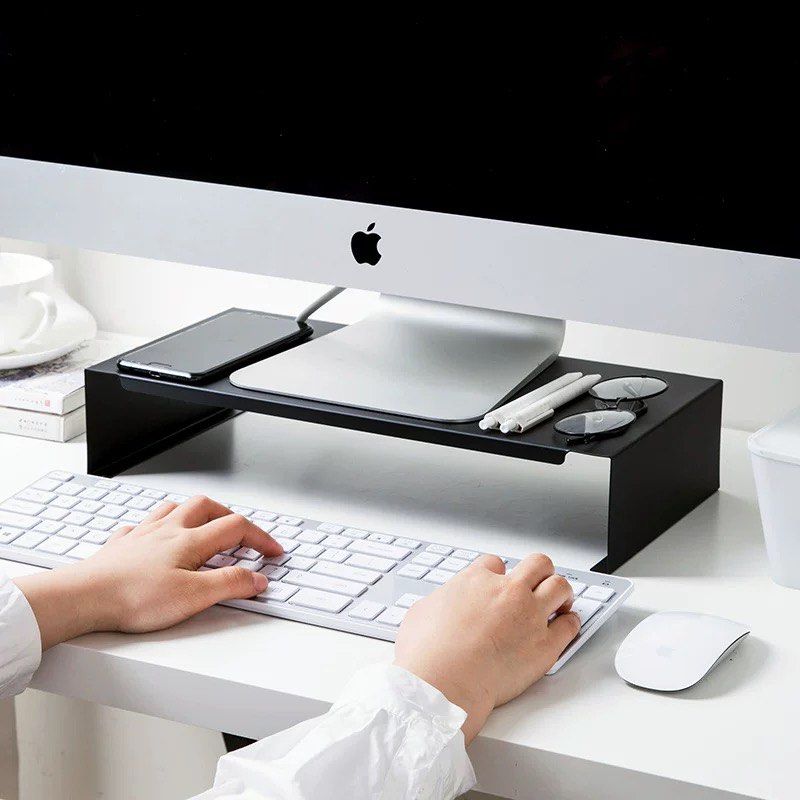 Laptop/ Monitor Stand - Prop Up Shelf for Storage and Eye Level Viewing ...