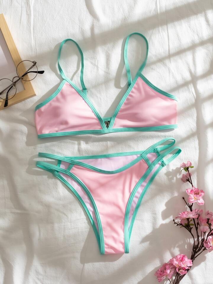 Light Pink Cutout Two-Piece Bikini, Women's Fashion, Swimwear, Bikinis ...