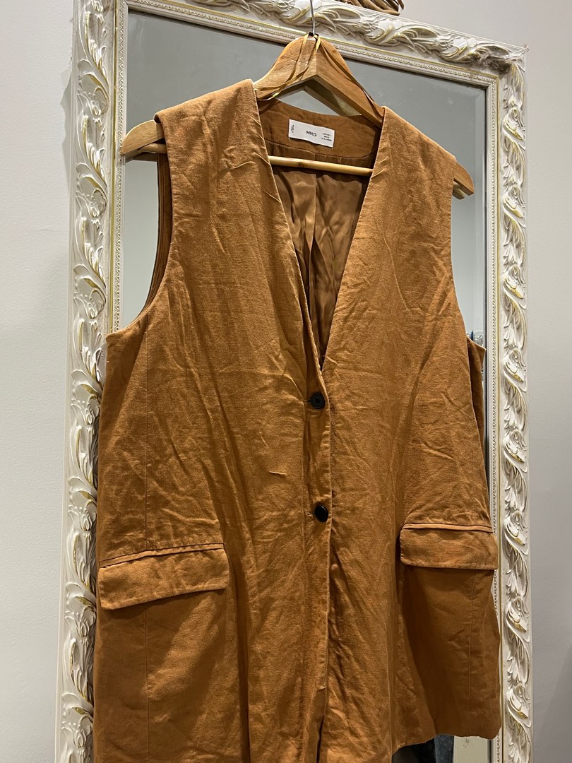 MANGO - VEST LINEN (L), Women's Fashion, Tops, Blouses on Carousell