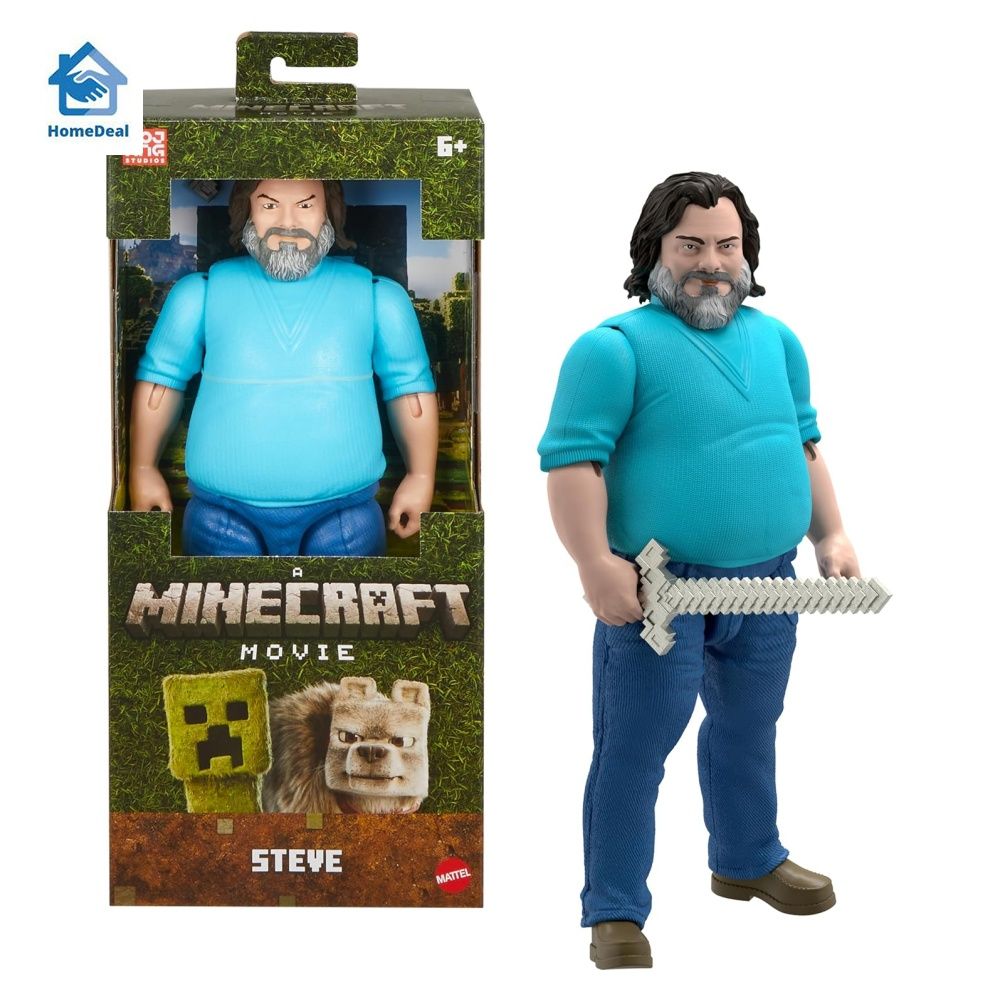Mattel Minecraft JGG67 Large Action Figures 30 cm Steve Movable Figure ...