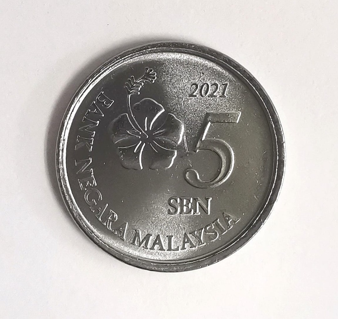 Mazuma *MC1930 Malaysia 3rd Series 2021 5 Sen Struck On 10 Sen Planchet ...