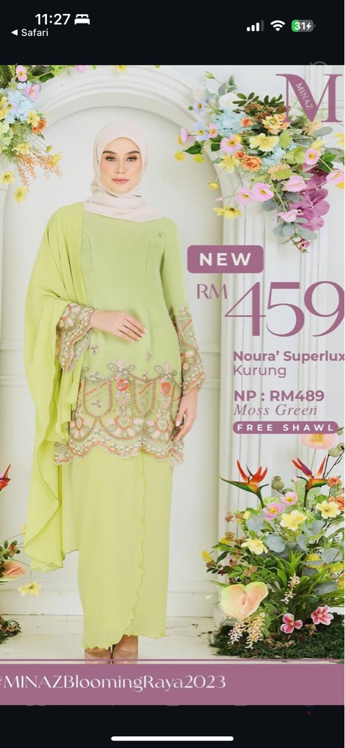 Minaz noura lux, Women's Fashion, Muslimah Fashion, Baju Kurung & sets ...
