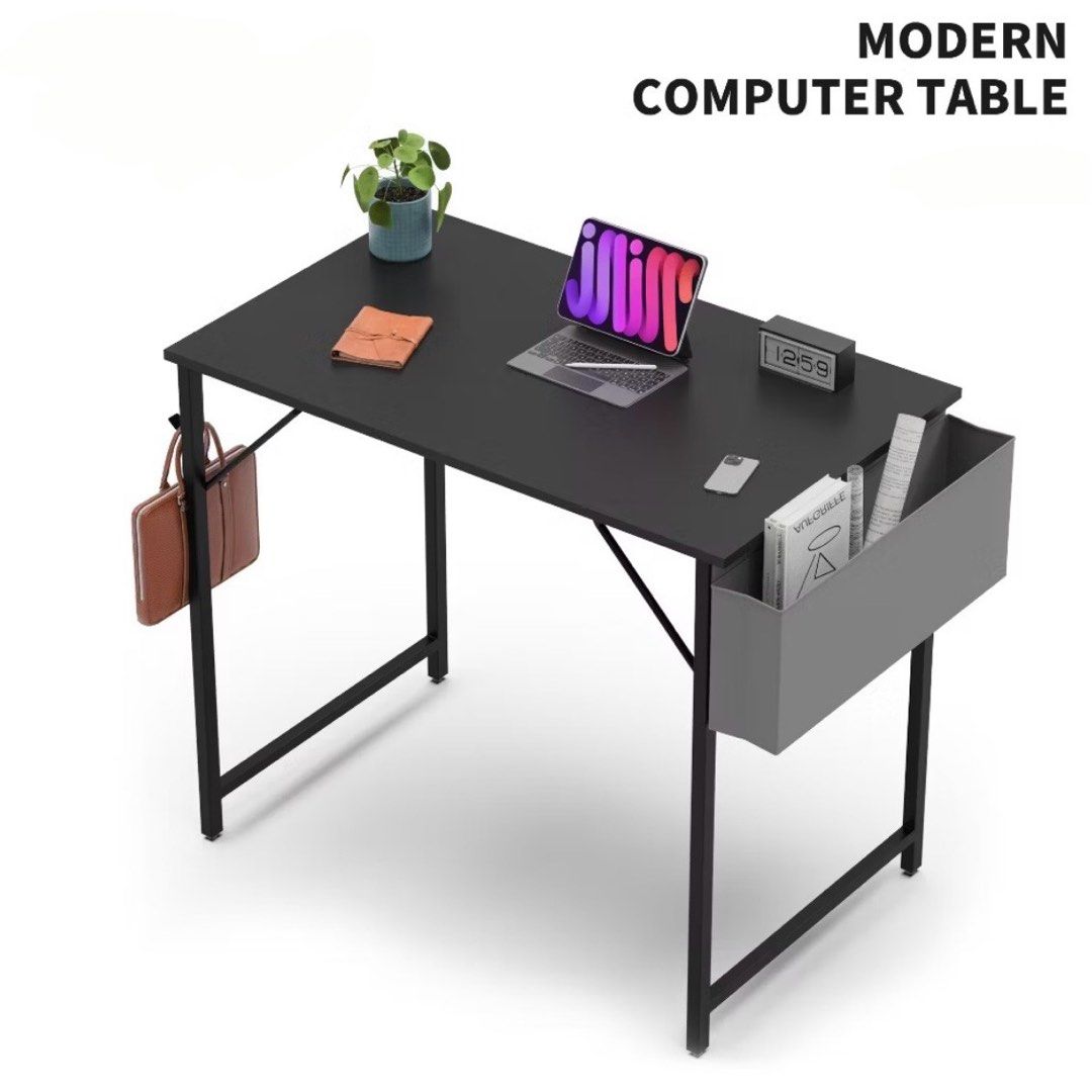 Modern Study Writing Desk With Rack | Minimalist Laptop Desk With Bag ...