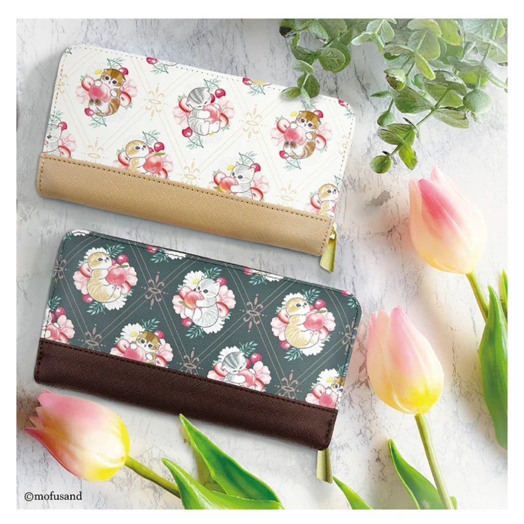 MOFUSAND LONG WALLET & COIN CASE - PEACH FLORA CHERRY SERIES, Women's ...