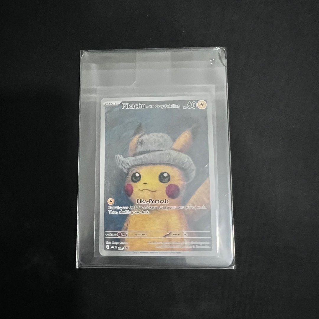 Pikachu Van Gogh with grey felt hat Pokemon TCG Promo Card, Hobbies ...
