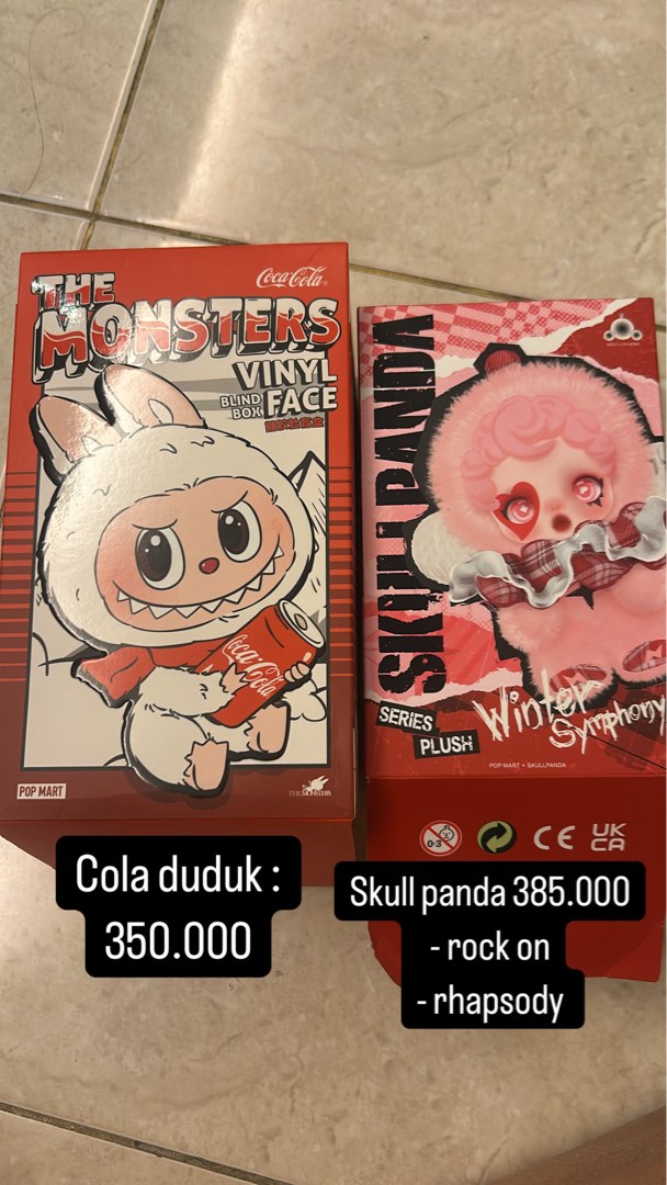 Popmart labubu cola skullpanda plush, Toys & Collectibles, Mainan di ...