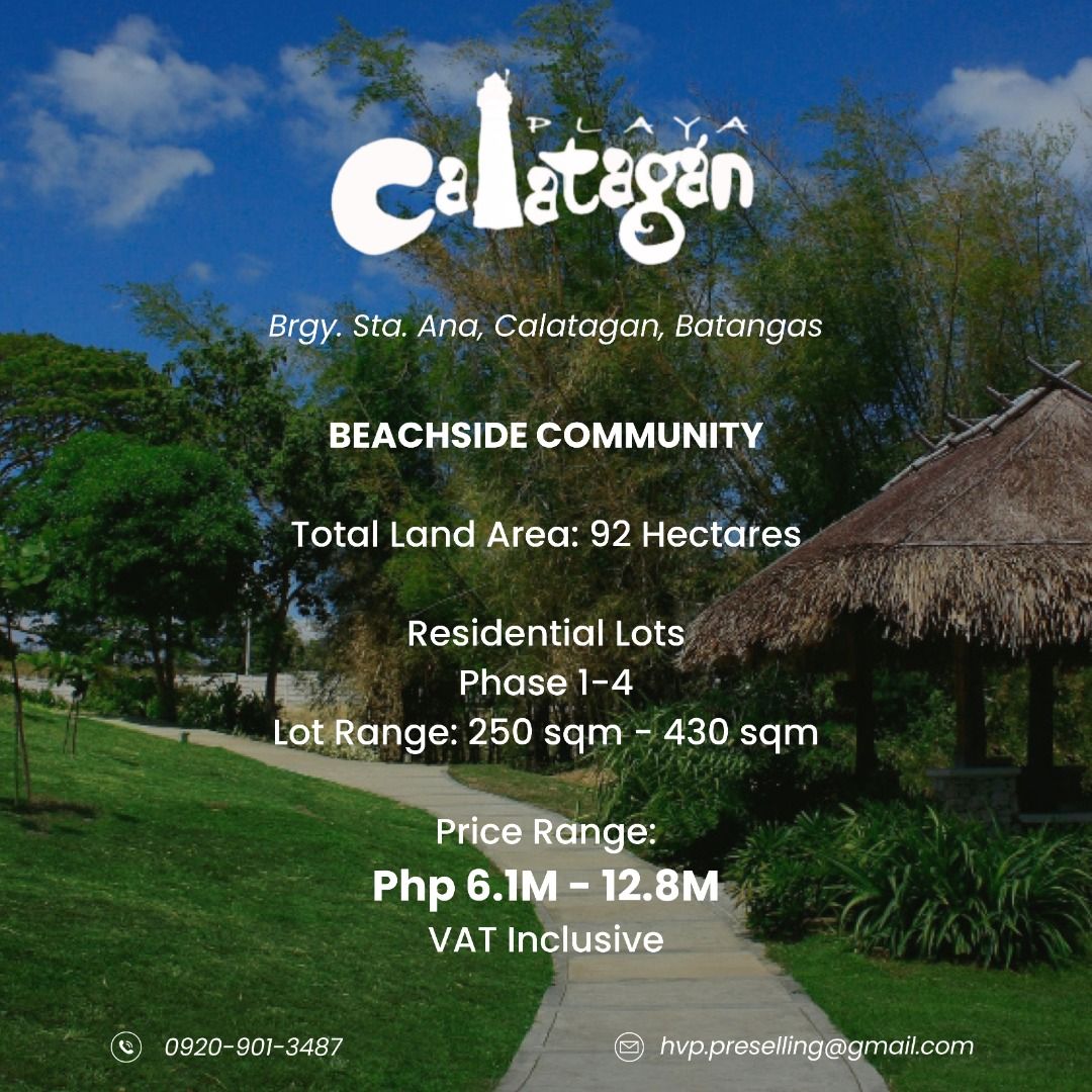 PRE-SELLING: Playa Calatagan by Landco Pacific - Residential Lots ...