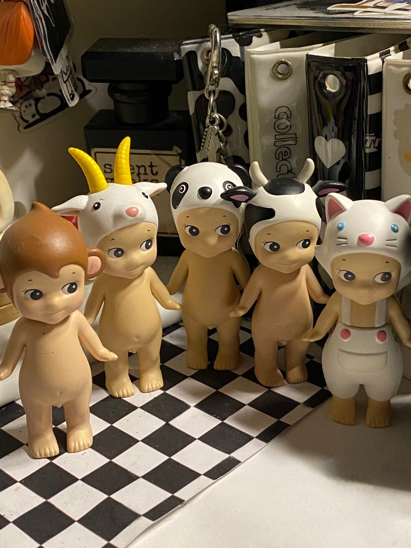 Sonny Angel Set (Monkey, Goat, Panda, Cow, White Cat), Hobbies & Toys ...
