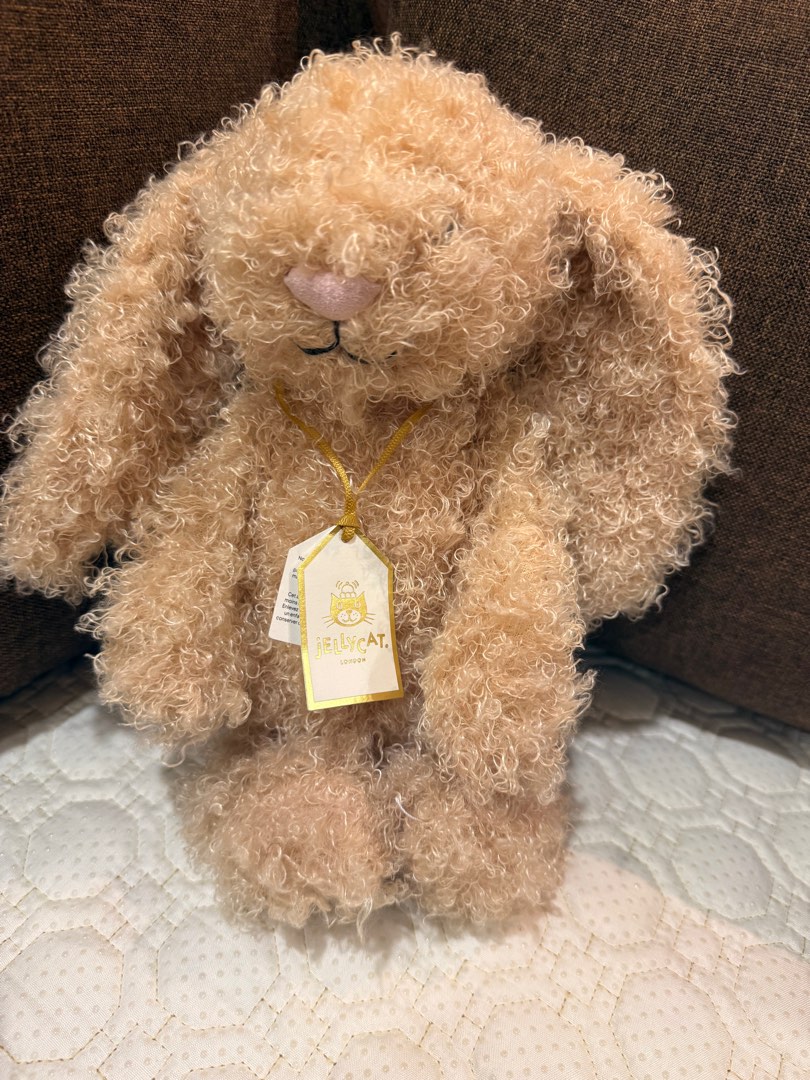 ready stock authentic original bashful luxe bunny curly jellycat, Hobbies & Toys, Toys & Games ...