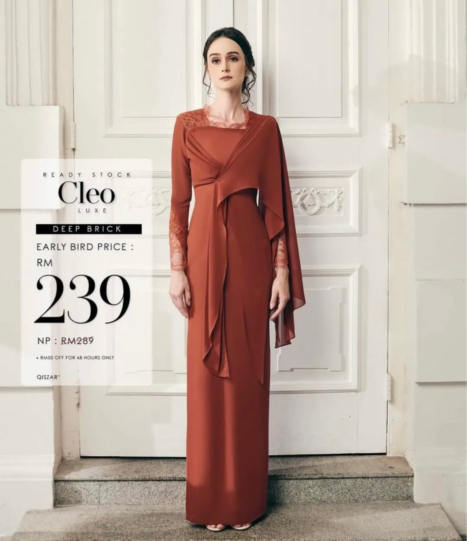 [RENT] Qiszar Cleo Luxe in Deep Brick Orange, Women's Fashion, Muslimah ...