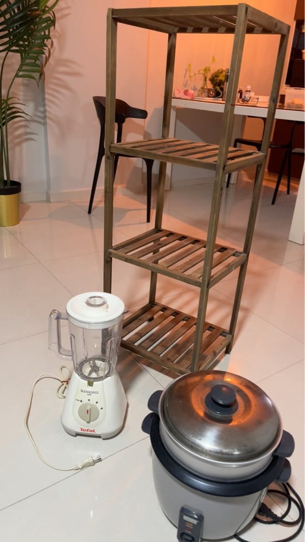 Rice cooker, Blender and Wooden shelf, TV & Home Appliances, Kitchen ...