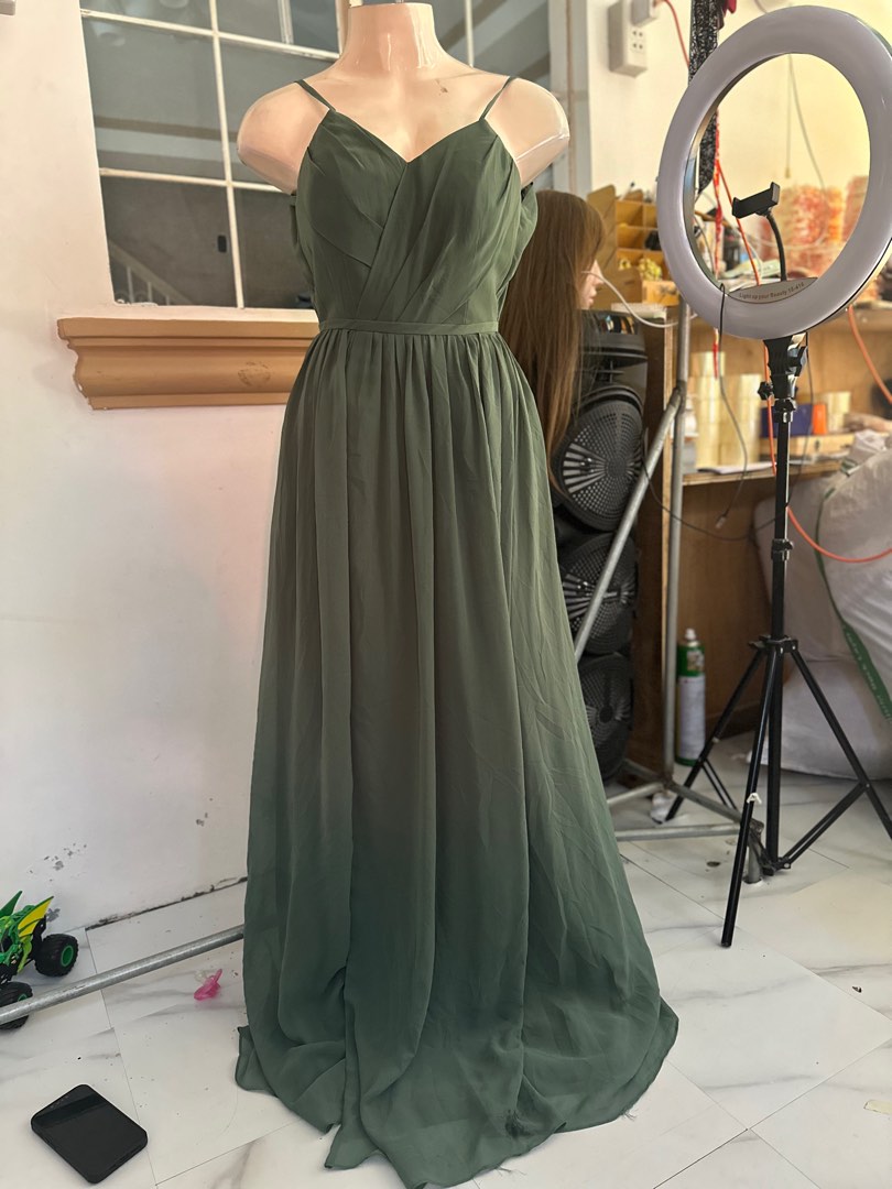 Sage Green Evening prom bridesmaids wedding dress formal, Women's Fashion, Dresses & Sets ...