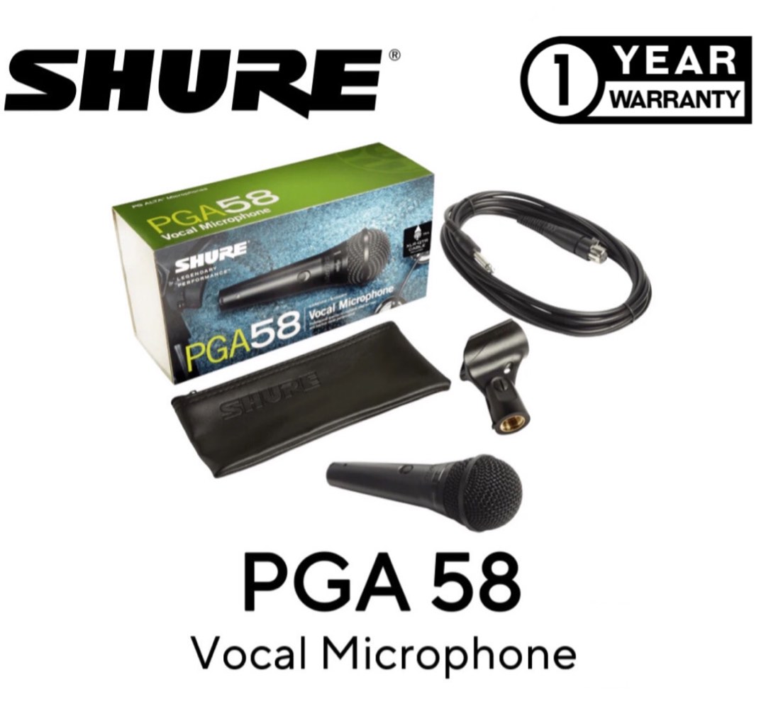 SHURE PGA 58 Vocal Microphone, Audio, Microphones on Carousell
