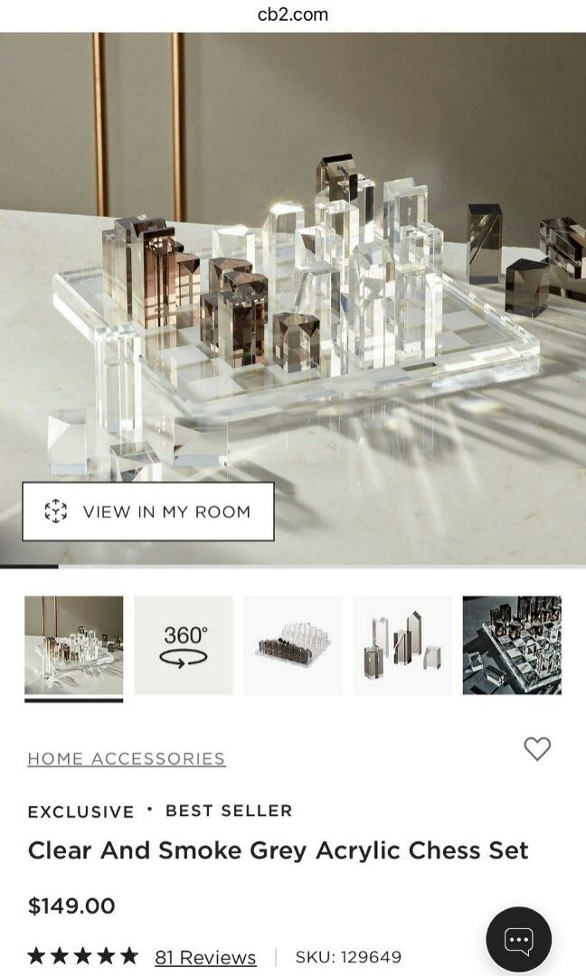 Stunning CB2 Bestseller Chess Set with Vintage 3 legged table - && side ...