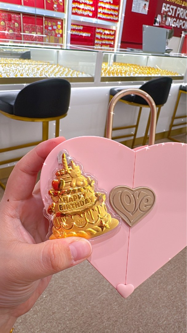 [TOPGOLD] 999/24k gold Birthday cake 0.20gm, Women's Fashion, Jewelry ...