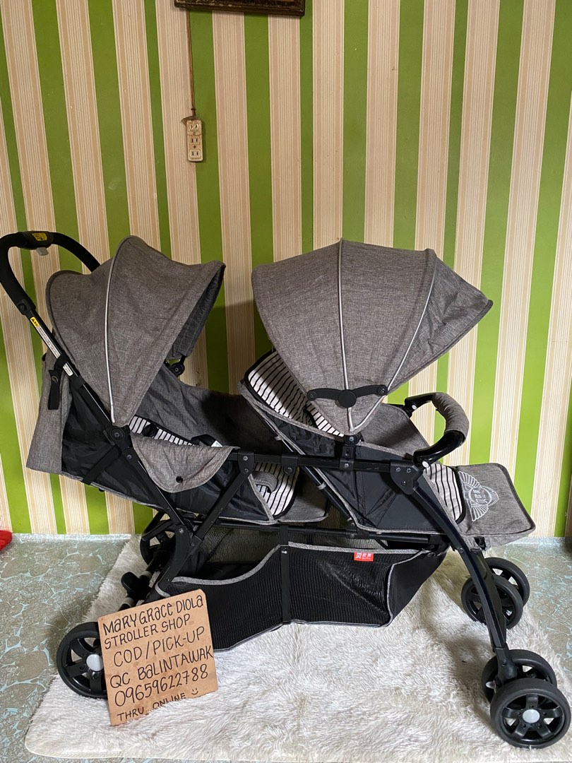 Twin tandem stroller foldable, Babies & Kids, Going Out, Strollers on ...