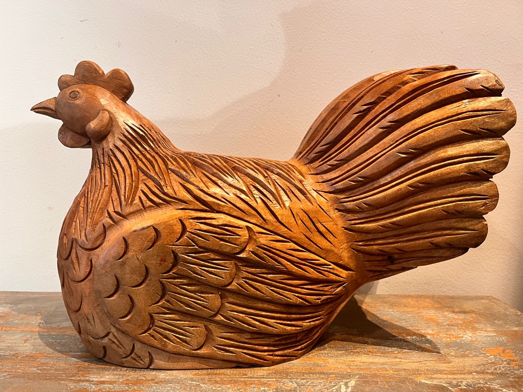 XXL Carved wooden chicken, Furniture & Home Living, Home Decor, Other ...