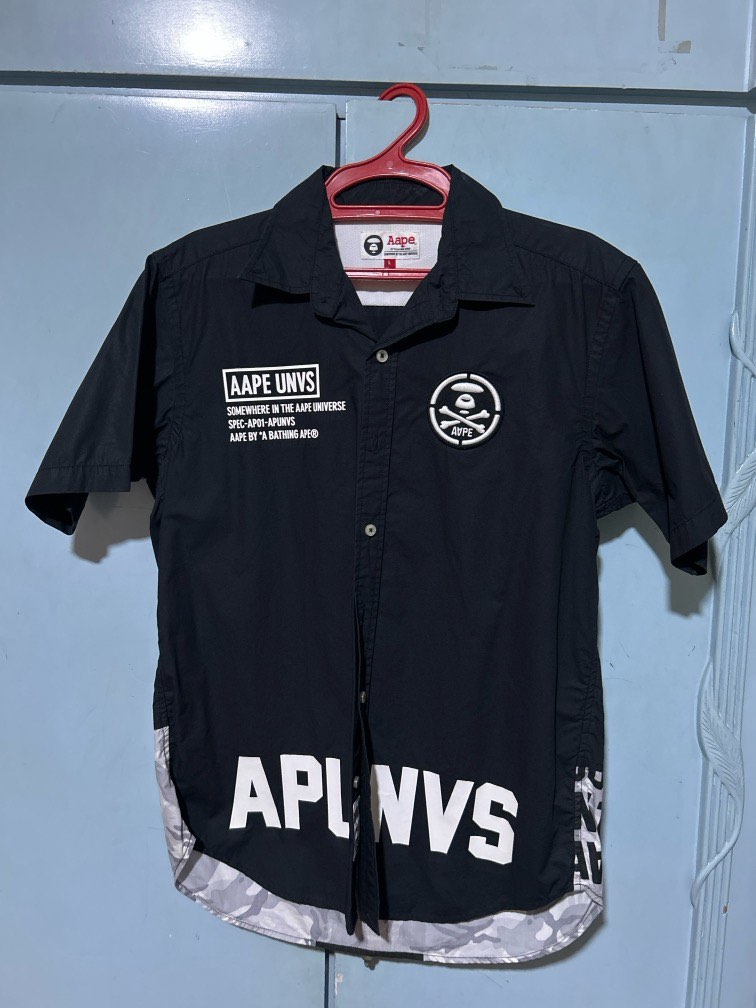Aape Universe Black Graphic Polo Large A Bathing Ape, Men's Fashion ...
