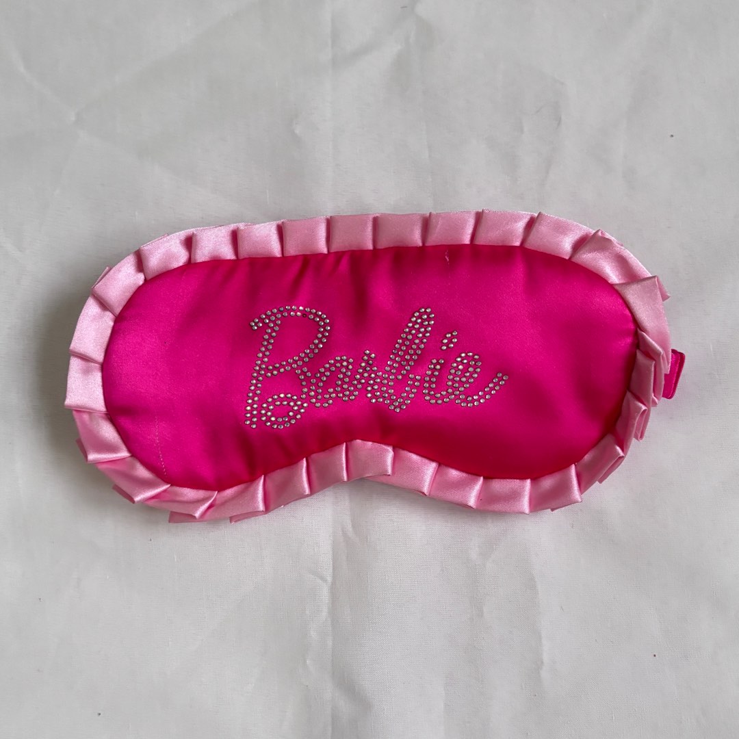 barbie sleep mask miniso hot pink bling, Fesyen Wanita, Aksesoris di ...