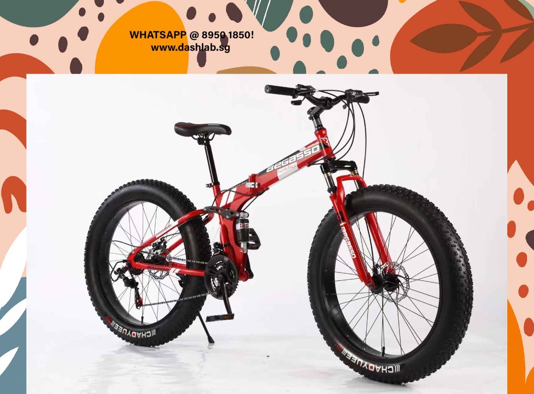 Begasso Foldable Fat bike 26 Inch 21 Speed Bicycles Fatbike Shimano ...