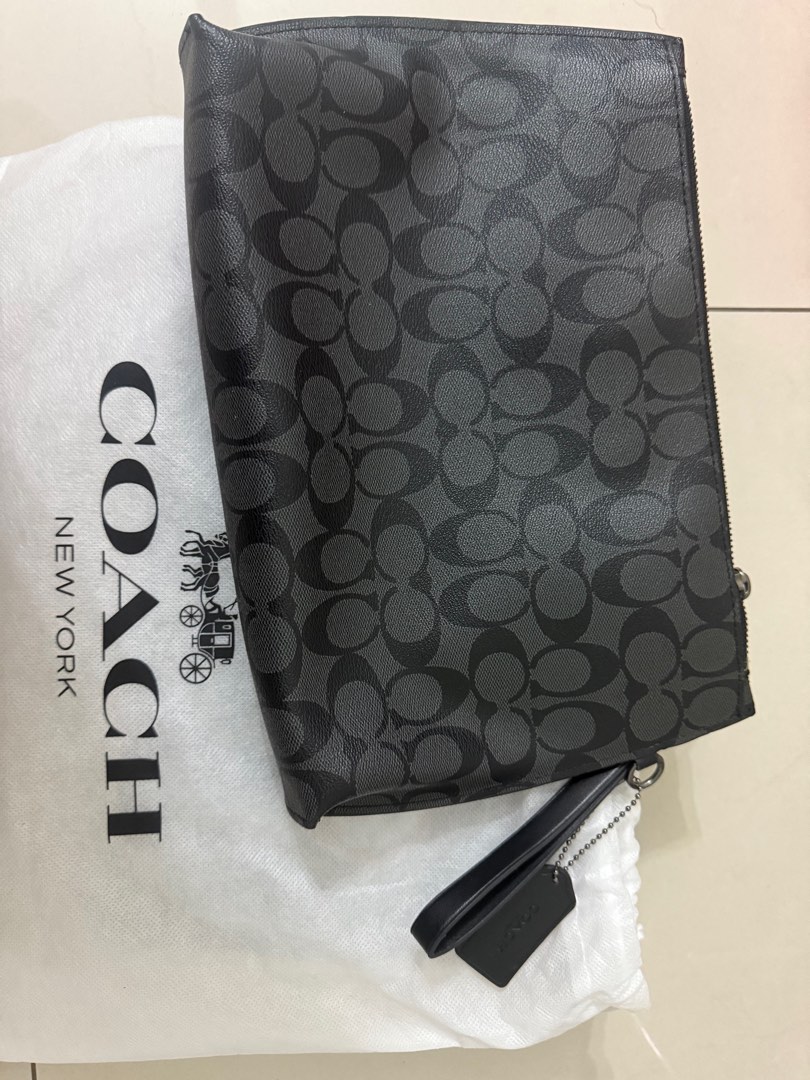 Coach Carryall Pouch In Signature Canvas Black, Luxury, Bags & Wallets ...