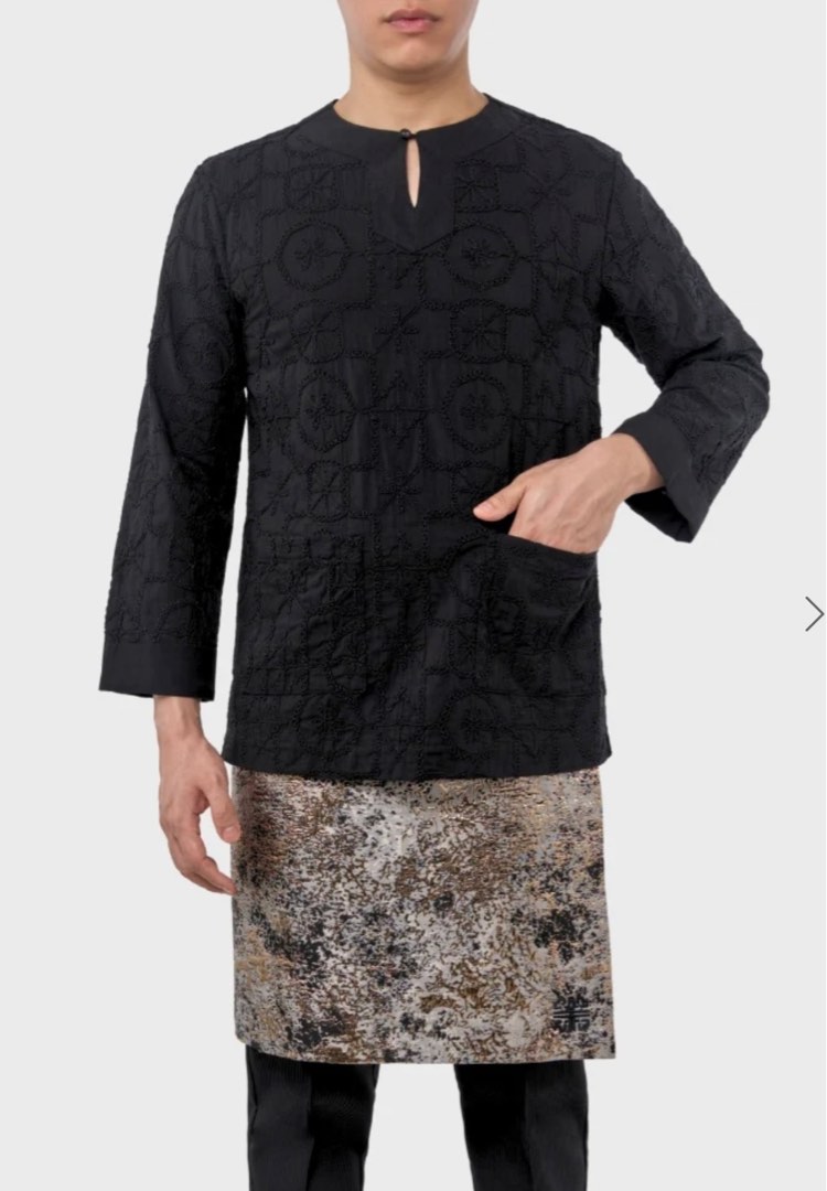 Fiziwoo Kurta Raya 2025, Faiz in Black, Men's Fashion, Muslim Wear ...