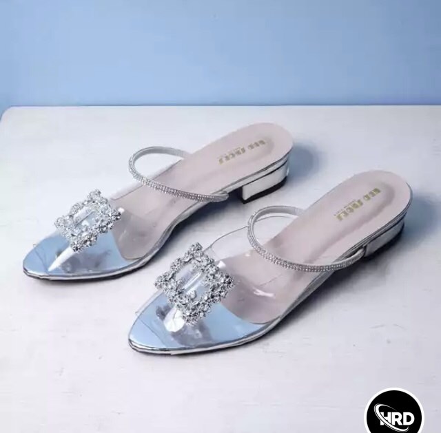 heels kaca transparan wanita hak tahu 3 cm/sandal pesta kaca bening ...